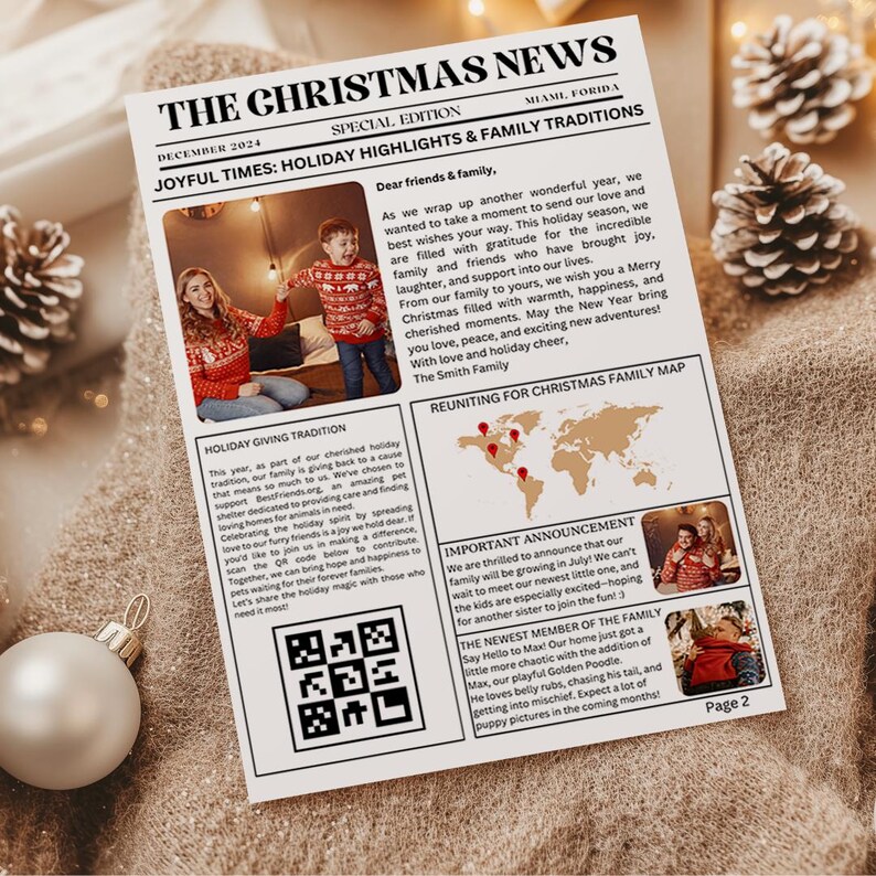 Editable Christmas Newspaper Template: Family Holiday Newsletter ...