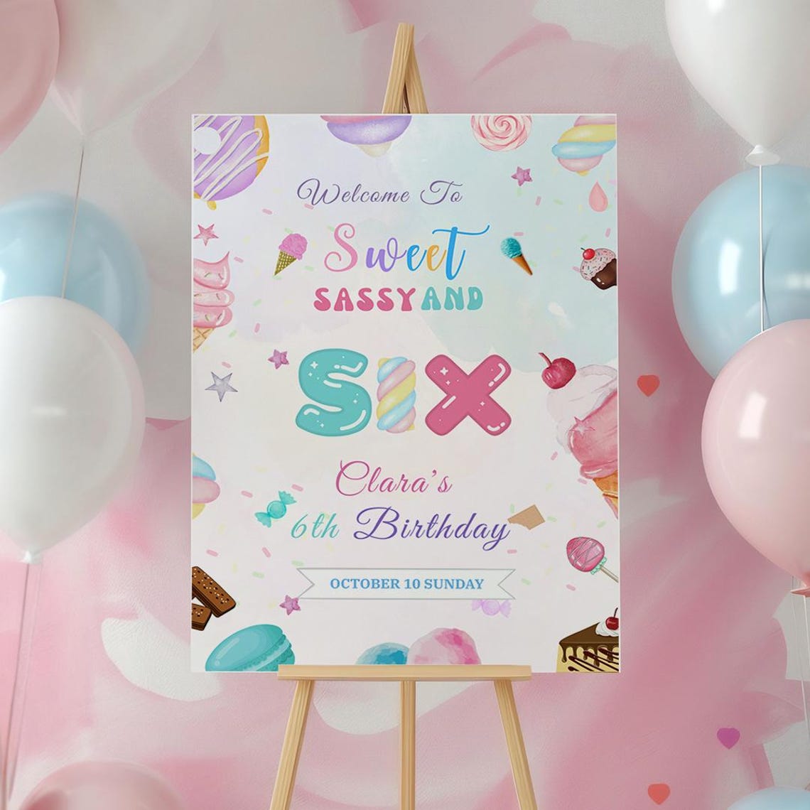 Sweet Sassy and Six Birthday Welcome Sign Girl 6th Birthday Party Decor ...
