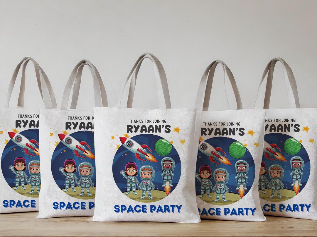 Personalized Space Tote Bag, Space Favor Bag, Space Party Treat Bag ...