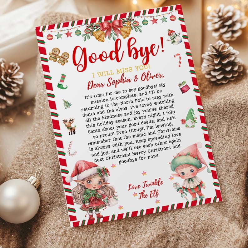 Editable Elf Arrival Letter, Elf I'm Back and Good Bye Letter From Elf ...