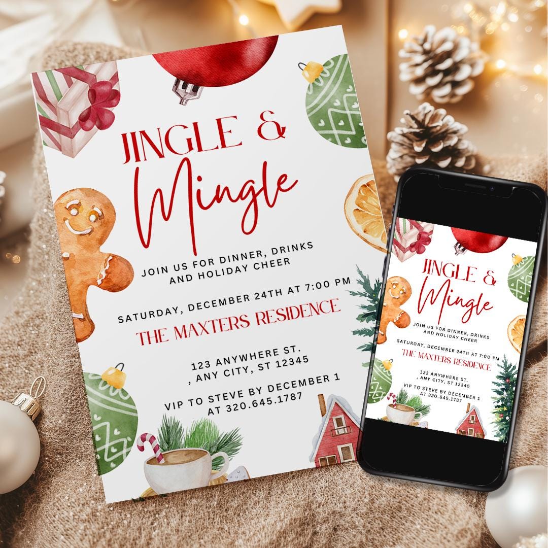 Jingle and Mingle Invitation Template, Kitschy Holiday Party Invite ...