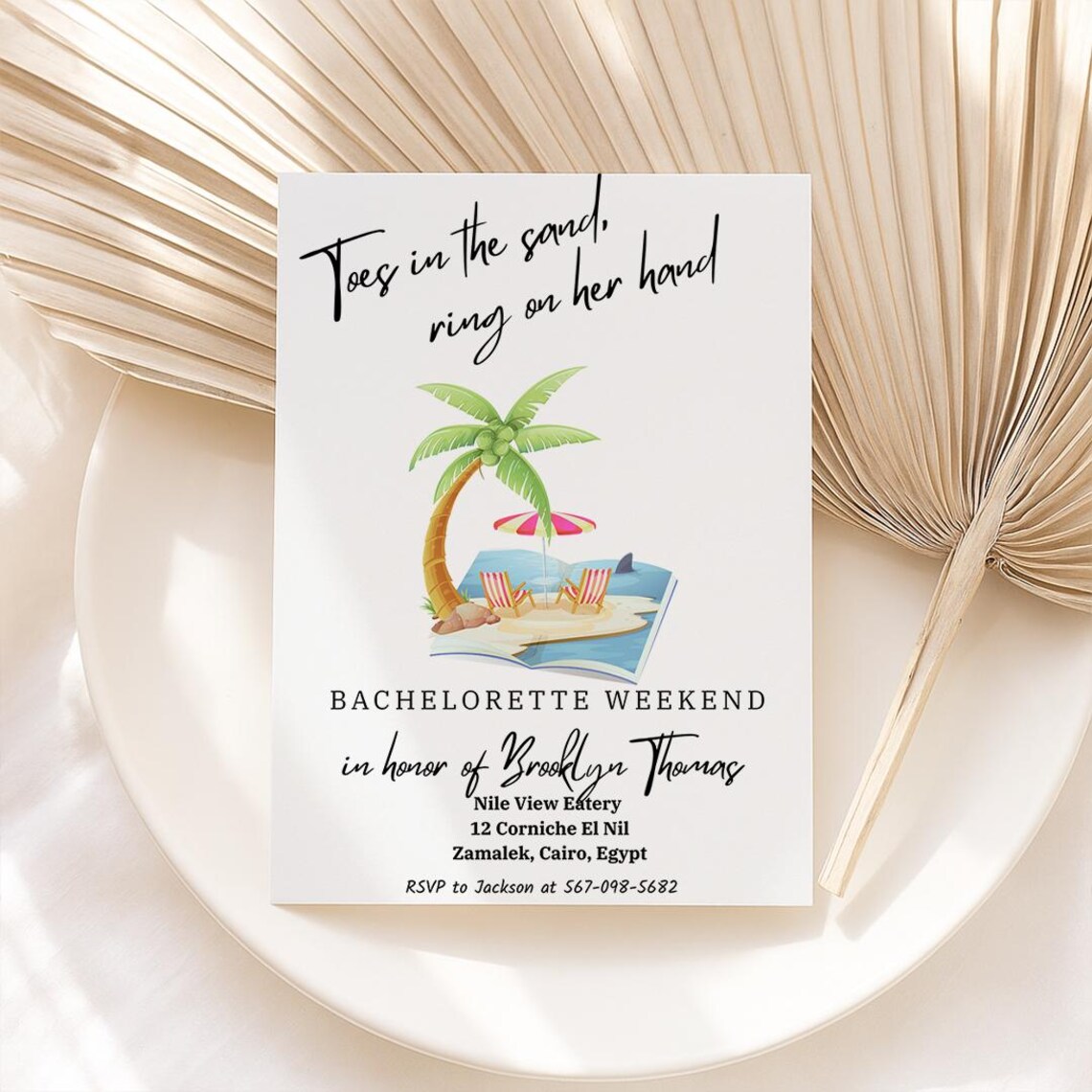 Beach Bachelorette Party Invitation, Toes in Sand, Ring on Her Hand ...