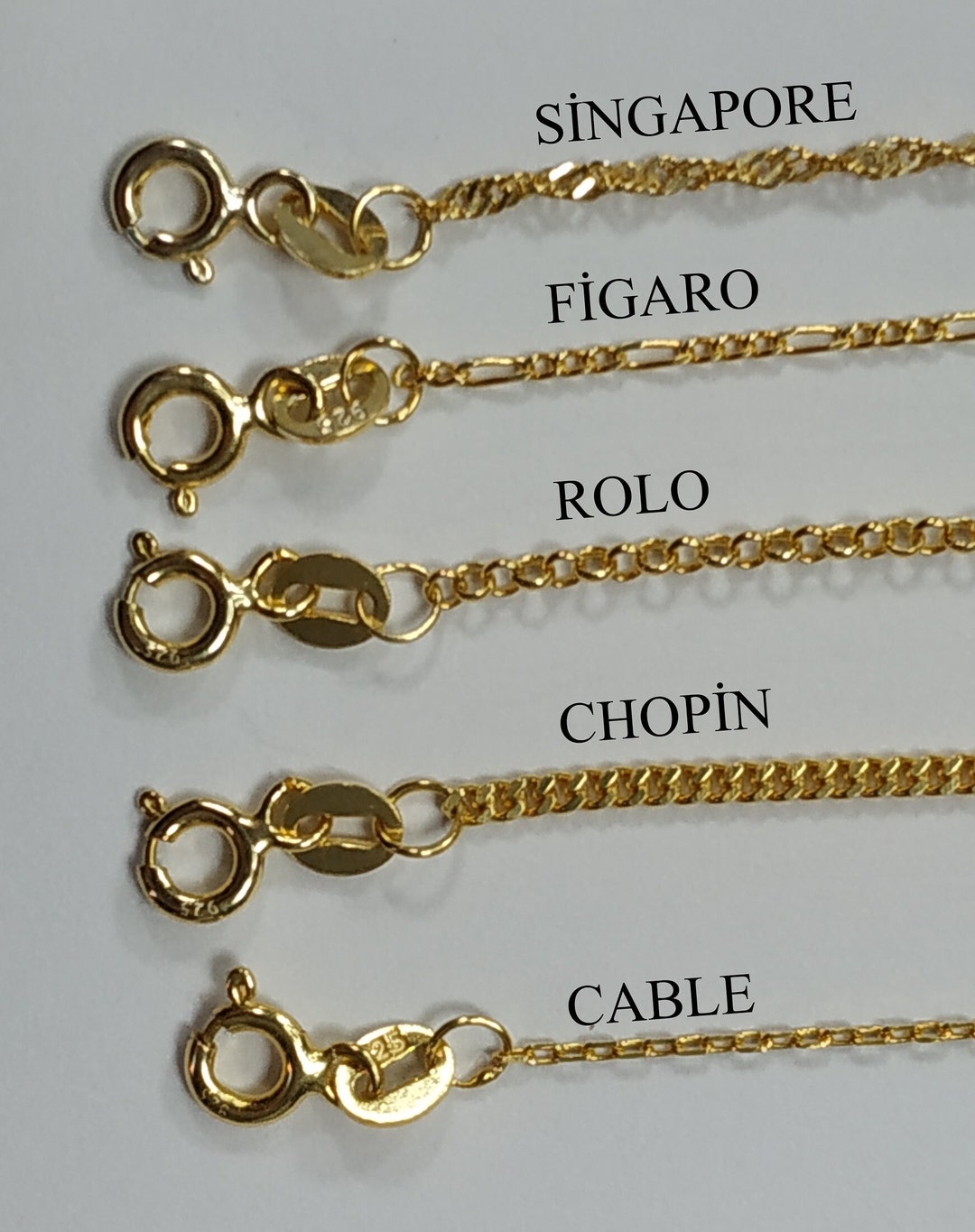Singapore Chain, Figaro Chain, Cable Chain, Chopin Chain, Rolo Chain ...