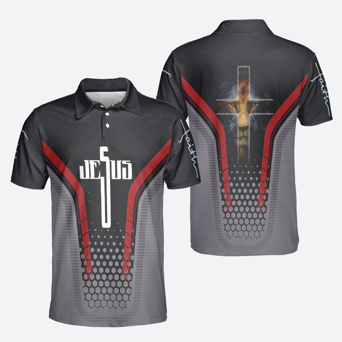 Jesus Faith Polo Shirt Jesus Warrior Polo Shirt Lion Christ Cross Polo ...