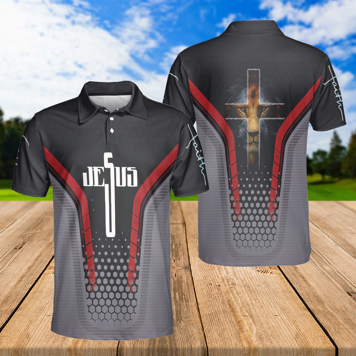 Jesus Faith Polo Shirt Jesus Warrior Polo Shirt Lion Christ Cross Polo ...