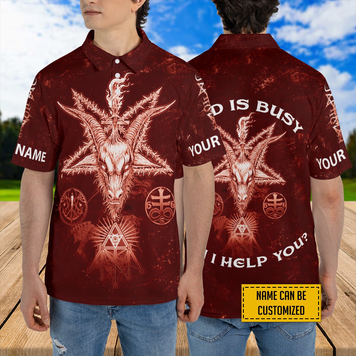 Worship Satan Custom Name Polo Shirt Witchcraft Pentagram sold by ...