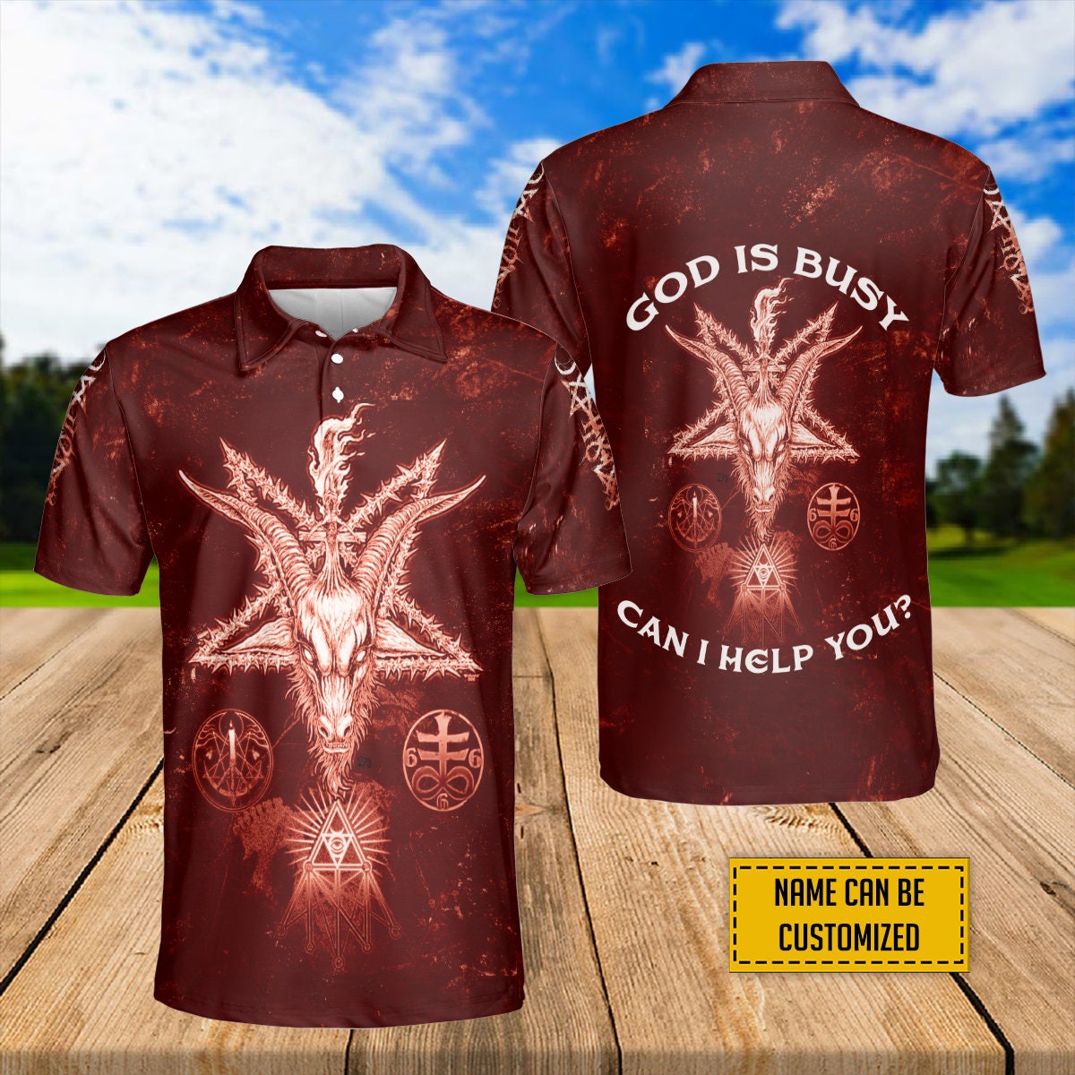 Worship Satan Custom Name Polo Shirt Witchcraft Pentagram sold by ...