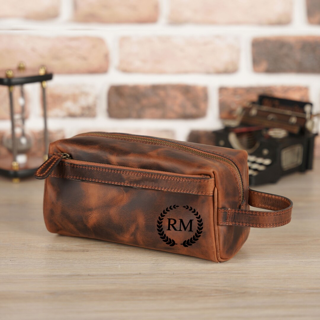 Personalized Leather Dopp Kit Groomsmen Gifts, Men's Travel Accessory ...