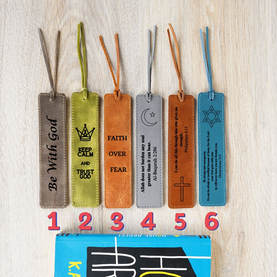 Personalized Leather Bookmark With Faith Quotes, Bible Verse Engraved ...