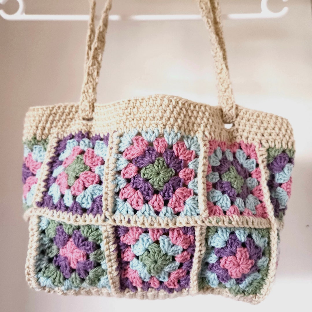 Granny Square Crochet Tote Bag - Etsy