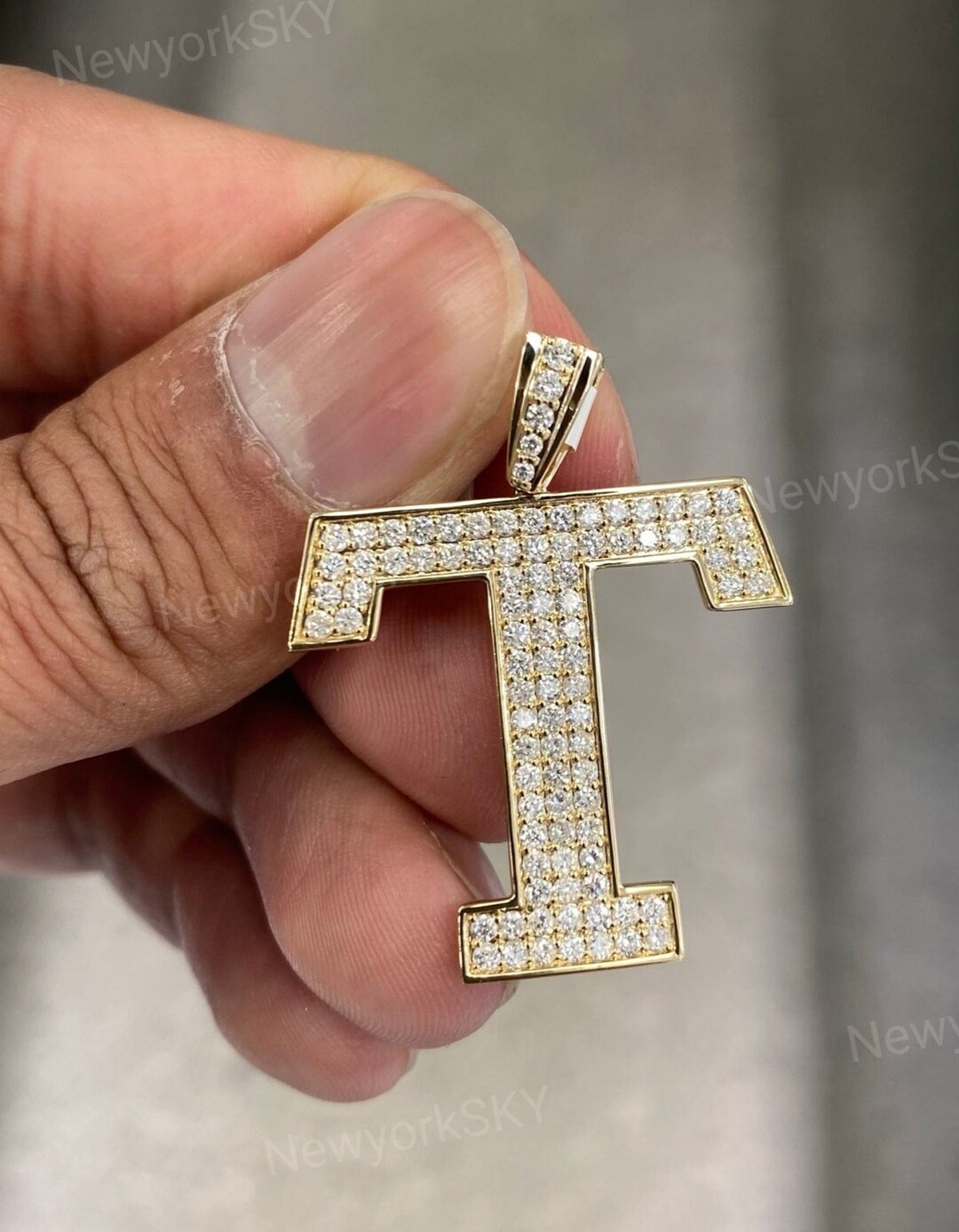 VVS Moissanite Diamond Custom Letter Pendant, Custom Letter Name VVS ...