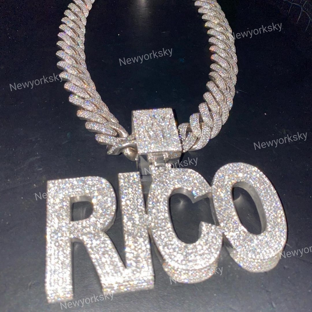 Custom Moissanite Pendant, Mens Custom Icedout Chain Pendant, Mens ...