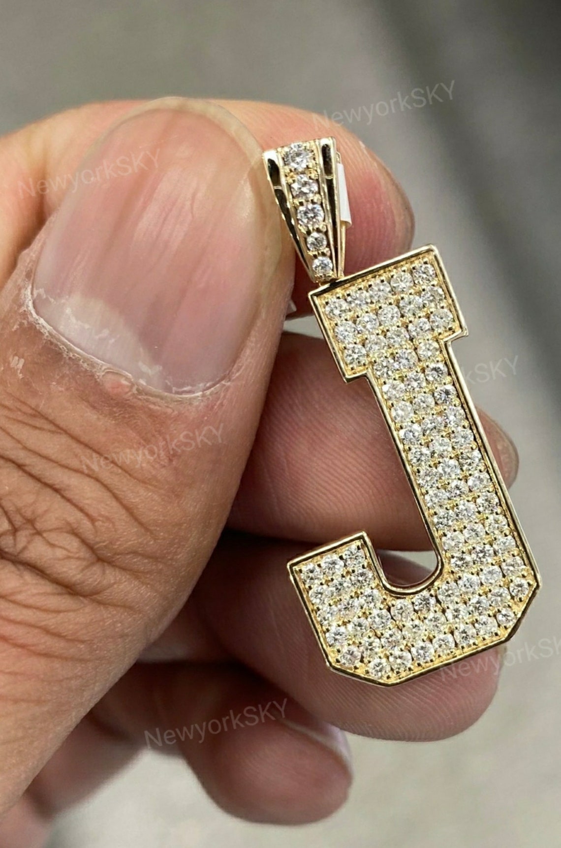 VVS Moissanite Custom j Letter Pendant, Iced Out Custom Pendant, Silver ...