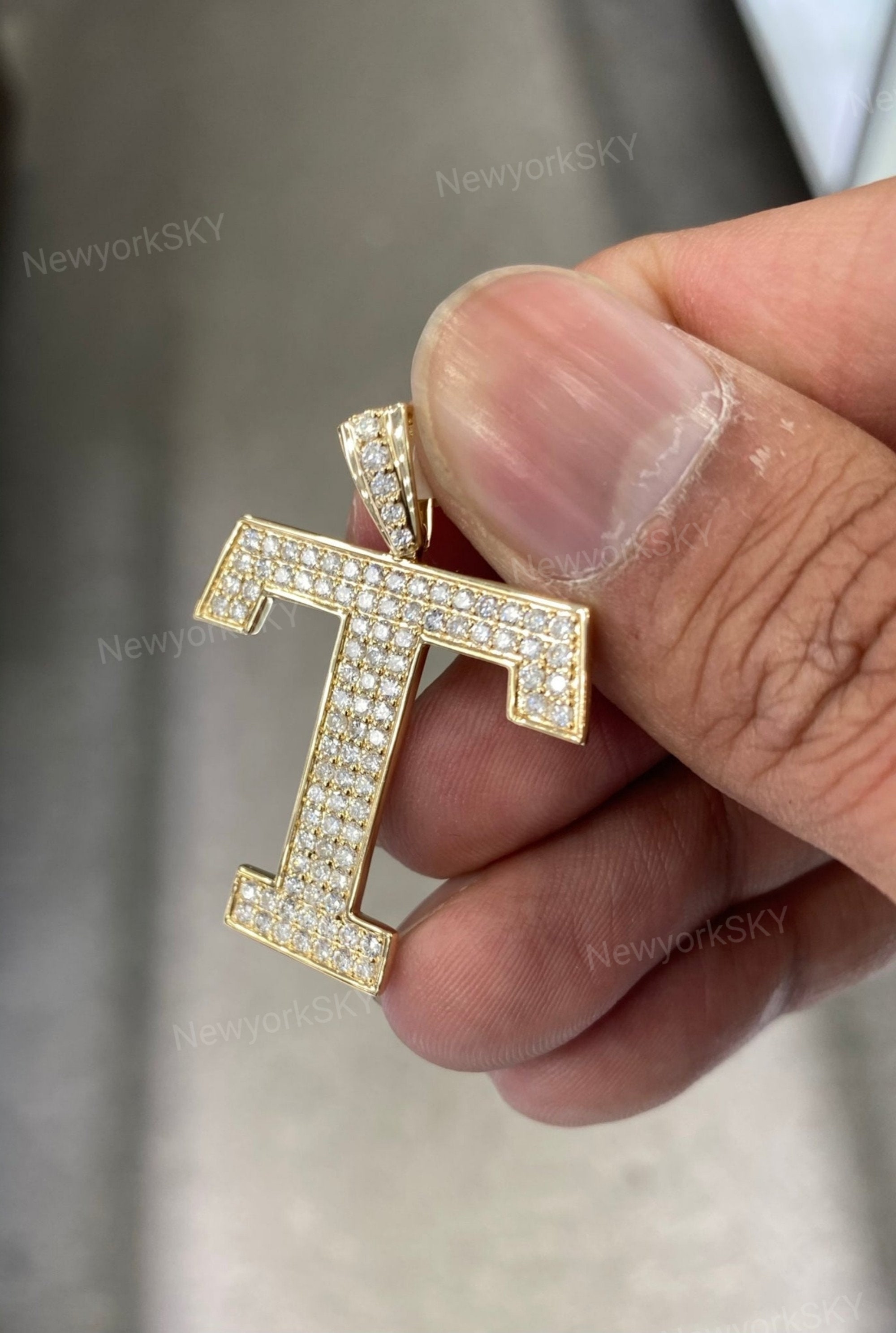 VVS Moissanite Diamond Custom Letter Pendant, Custom Letter Name VVS ...