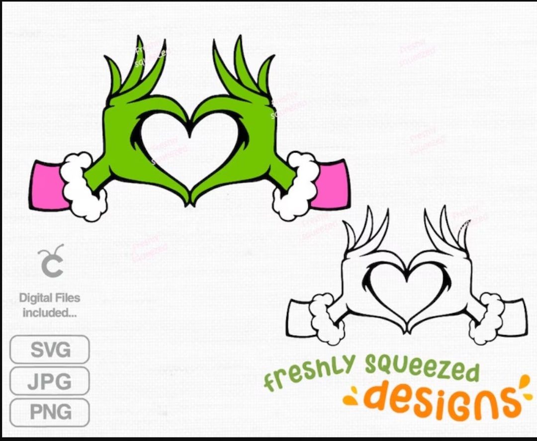 GRINCH Heart Hands PINK Christmas Holiday Svg Png Jpg - Etsy