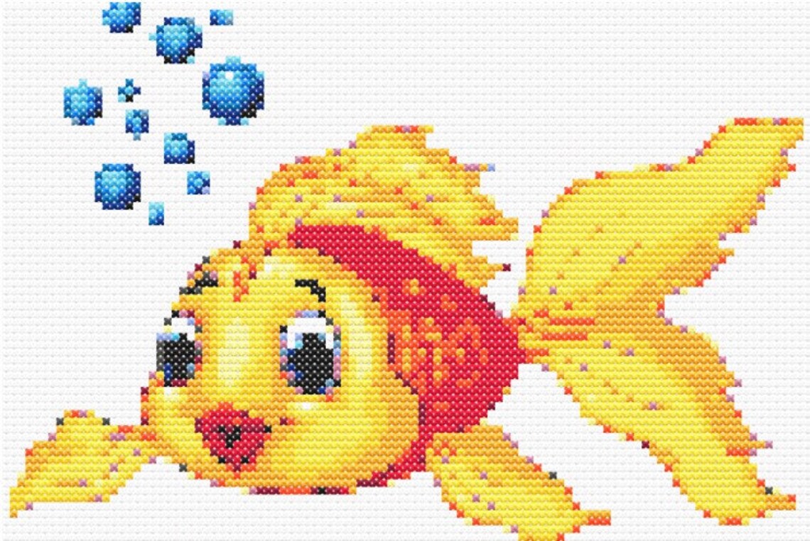 Golden Fairy-tale Fish Embroidered With a Cross Cross Stitch Pattern ...