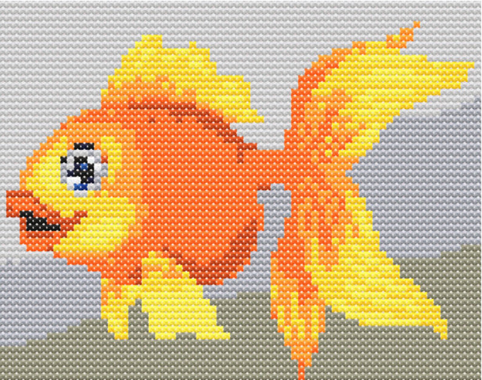 Golden Fairy-tale Fish Embroidered With a Cross Cross Stitch Pattern ...
