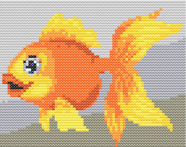 Golden Fairy-tale Fish Embroidered With a Cross Cross Stitch Pattern ...