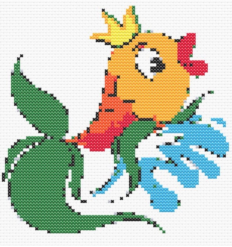 Golden Fairy-tale Fish Embroidered With a Cross Cross Stitch Pattern ...