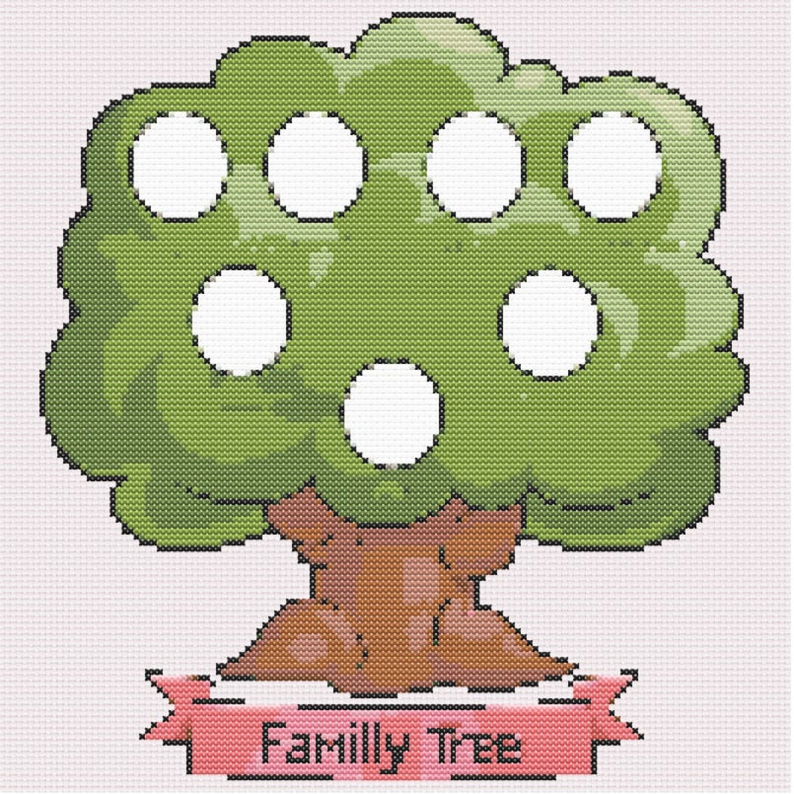 Big Cross Stitch Pattern Family Tree - Etsy
