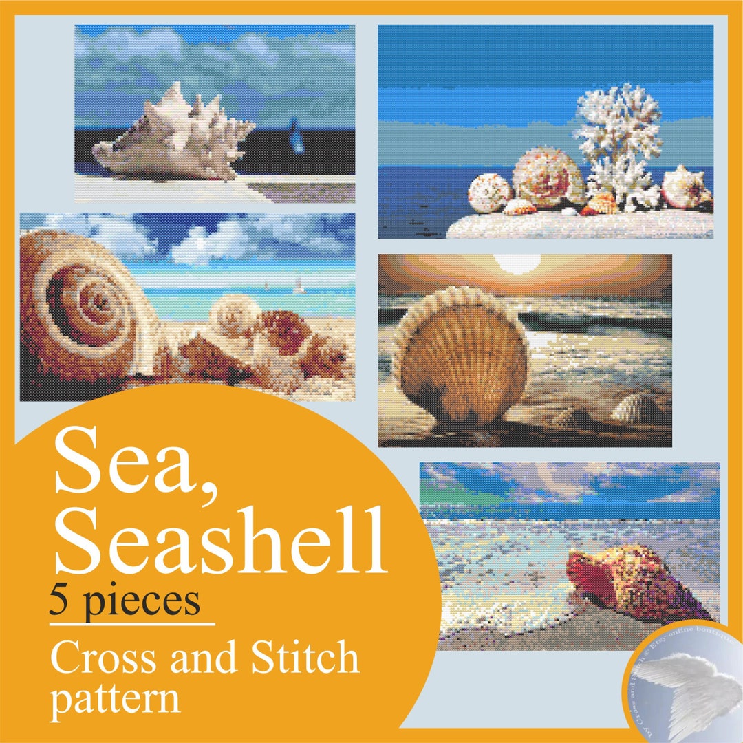 Stylized Drawing of the Seashell With a Cross Cross Stitch Pattern ...