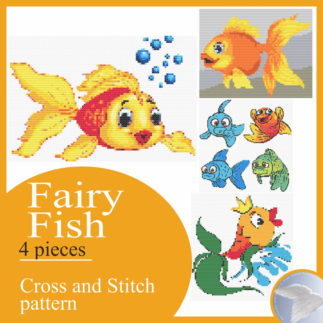 Golden Fairy-tale Fish Embroidered With a Cross Cross Stitch Pattern ...