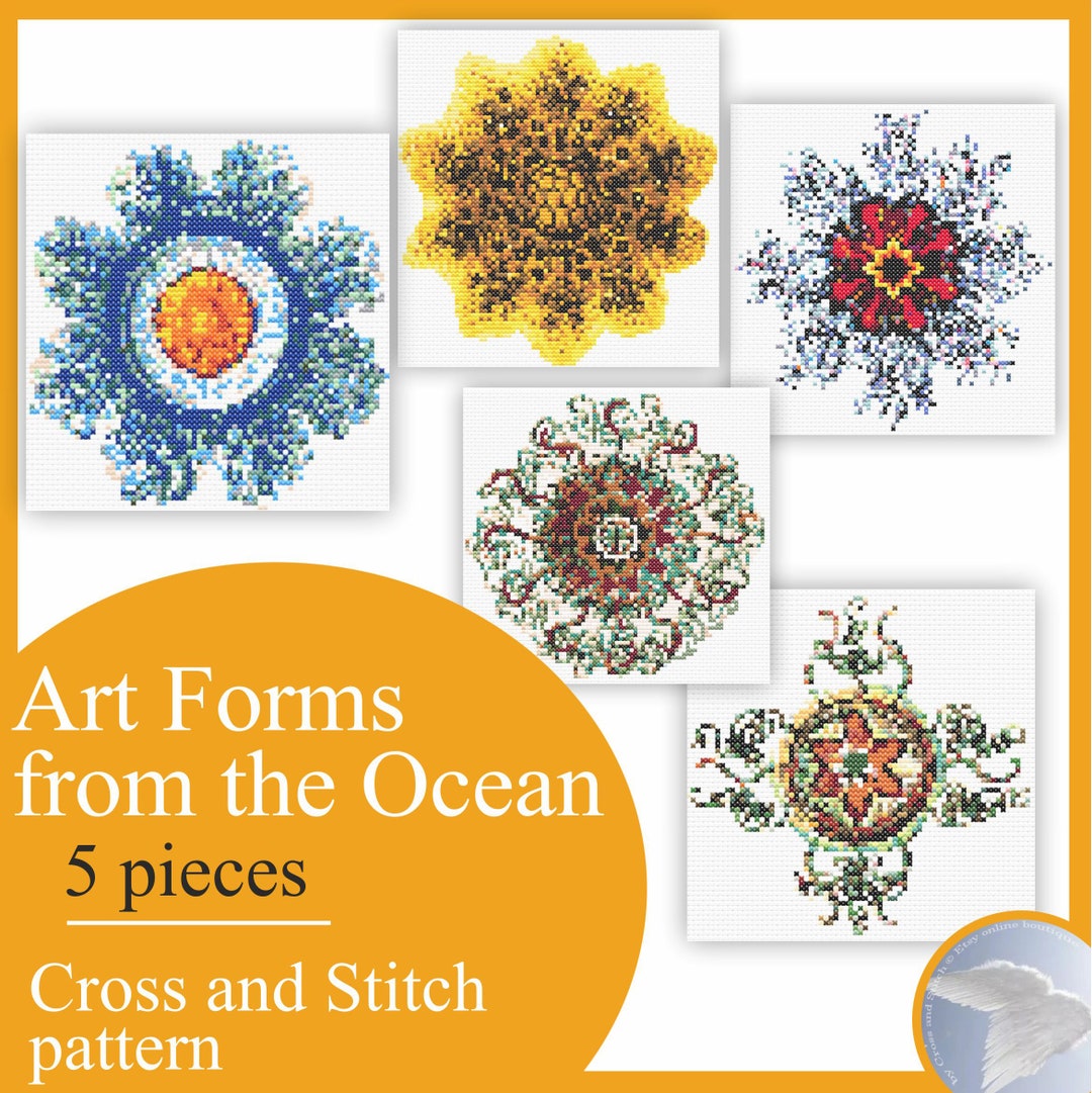 Ocean Art Cross Stitch Pattern: Ernst Haeckel Marine Life (PDF Pattern ...