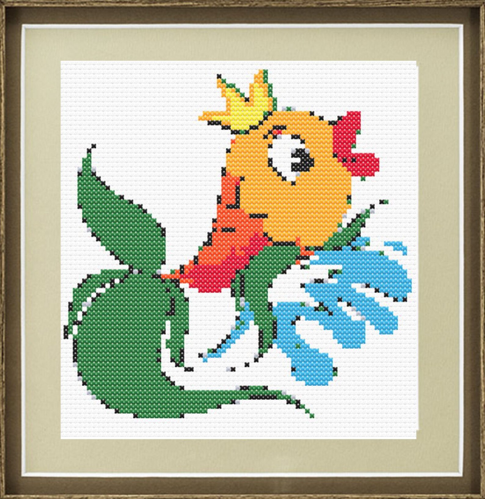 Golden Fairy-tale Fish Embroidered With a Cross Cross Stitch Pattern ...