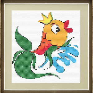 Golden Fairy-tale Fish Embroidered With a Cross Cross Stitch Pattern ...