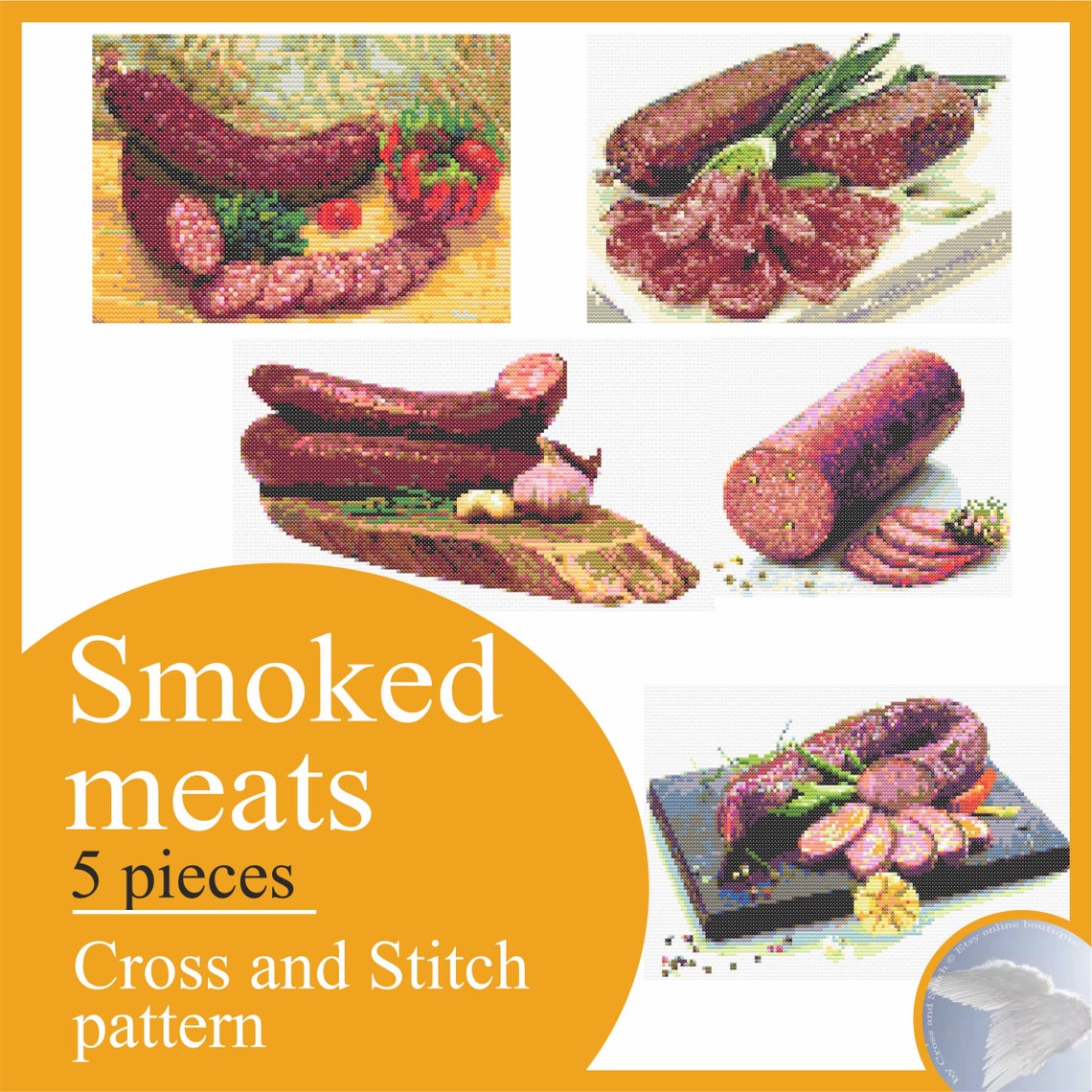 Minced Meat Smoked Meat Products Simple Cross Stitch Pattern ...