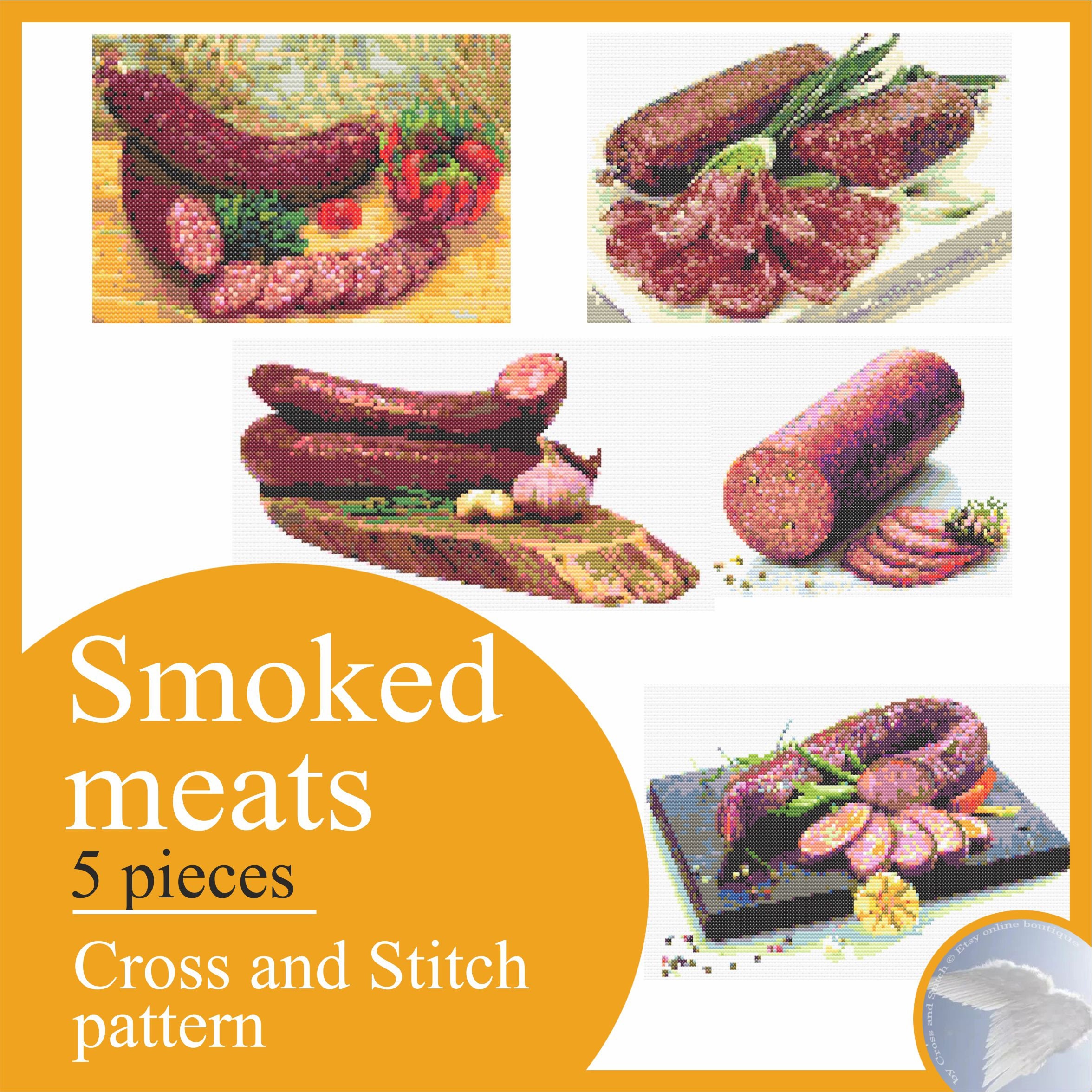 Minced Meat Smoked Meat Products Simple Cross Stitch Pattern ...