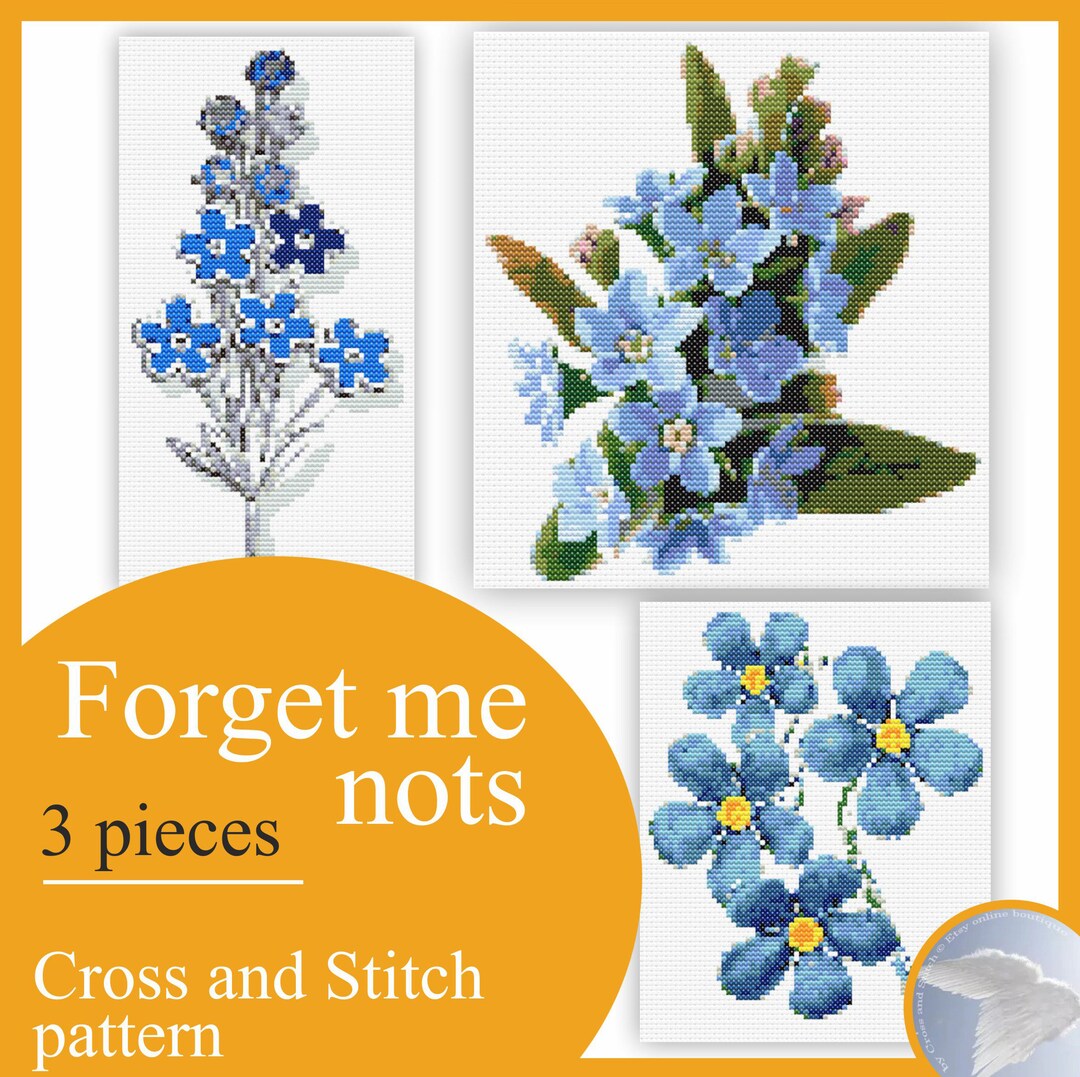 Forget-me-nots Cross Stitch Pattern: Floral Embroidery Design (PDF ...
