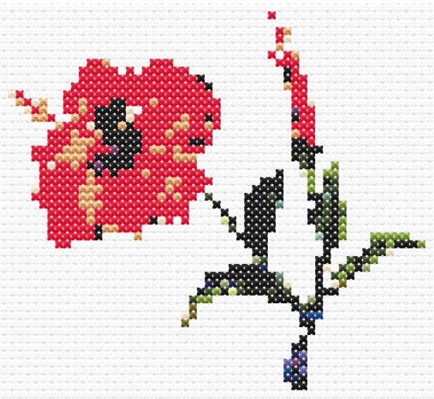 Stylized Drawings of Quince Flowers for Embroidery With a Cross Stitch ...