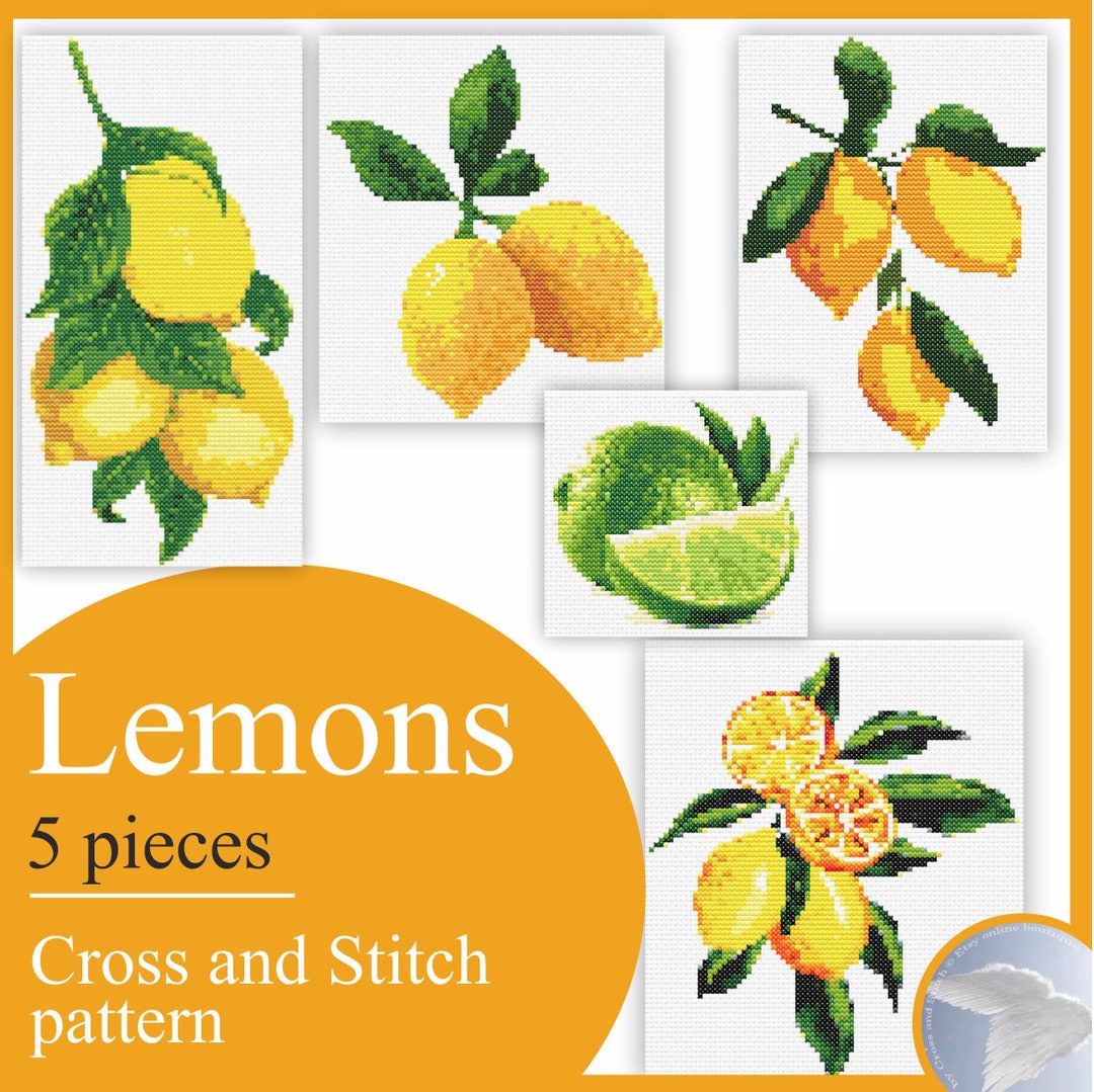 Lemon Tree Cross Stitch Pattern: Floral Embroidery (PDF Pattern) - Etsy