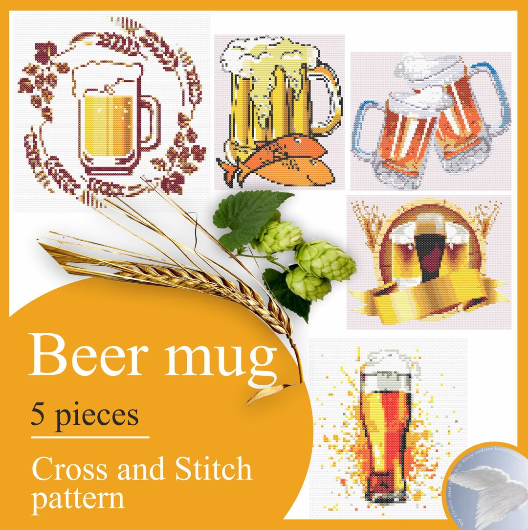 Advertising Label for Beer Lovers Club Cross Stitch Pattern Embroidery ...