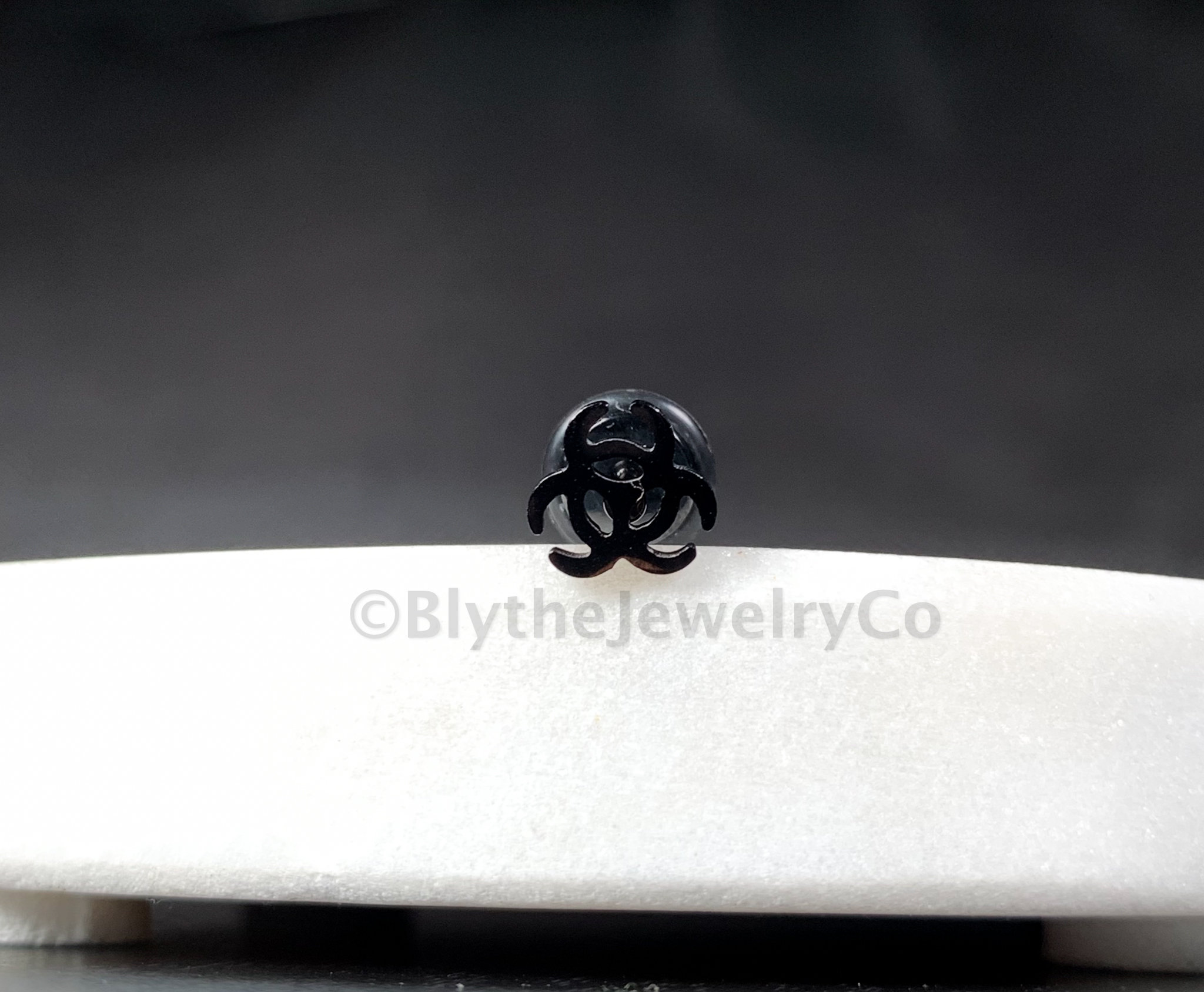 Biohazard Fake Plug, Minimalist Goth Fake Plug Screw Back Earring, Fun ...