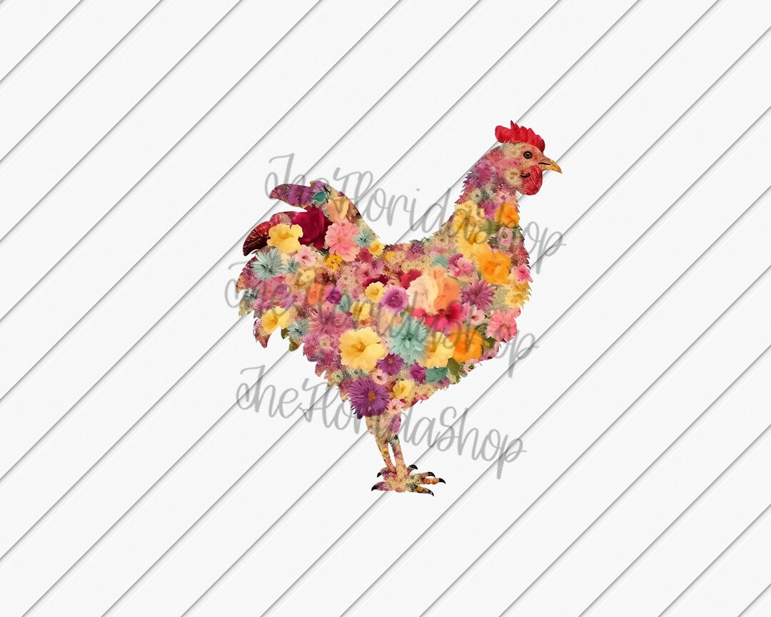 Floral Chicken Silhouette Png, Chicken Png, Farm Animal Png, Western ...
