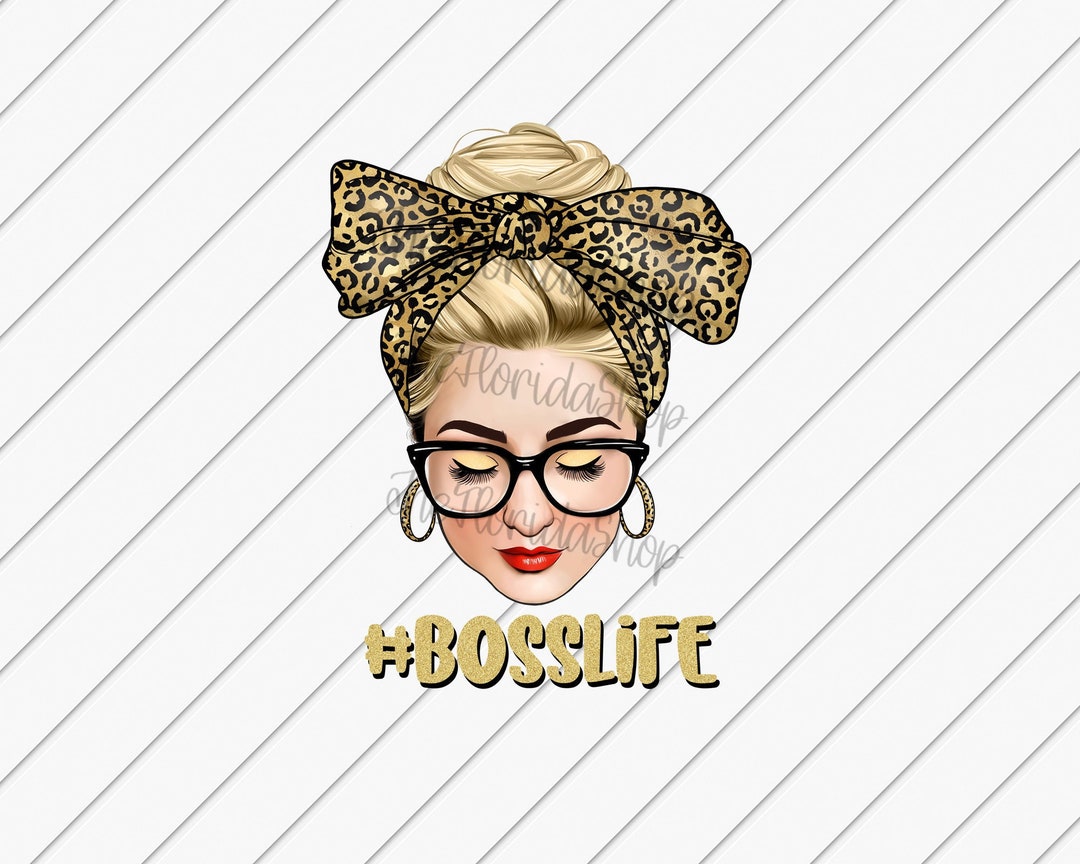 Boss Life Messy Bun, Sublimation Designs Downloads, Leopard Print, Mom ...