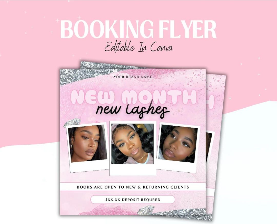 New Month New Lashes, Bookings Available Now Flyer, Social Media Flyer ...