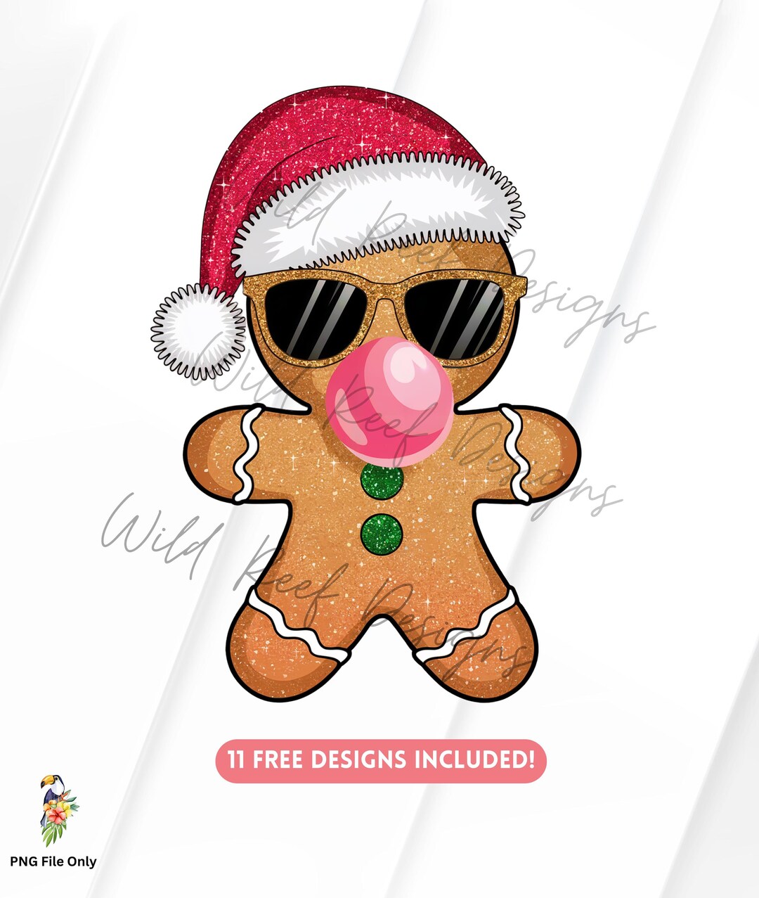 Glitter Gingerbread Man Blowing Bubble - Christmas PNG (digital ...