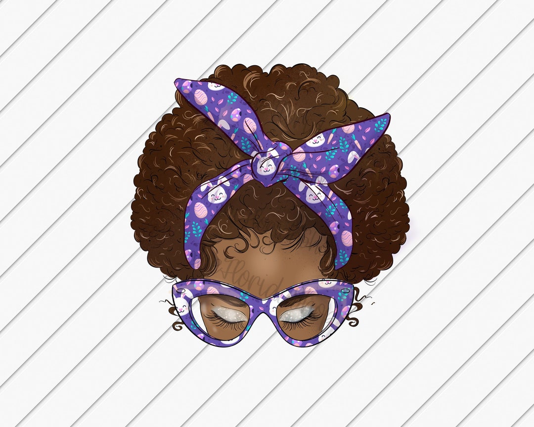 Afro Woman Messy Bun, Easter Messy Bun Png, Easter Sublimation Designs ...