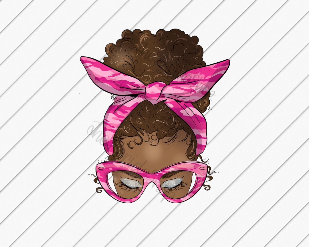 Sublimation Designs Downloads, Afro Messy Bun Design, Pink Camo Bandana ...