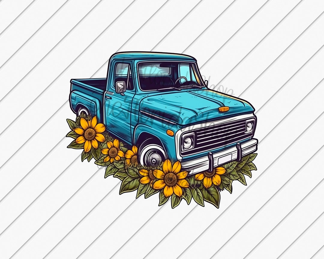 Sunflower Pick up Truck Png, Country Girl Png, Western Png, Southern ...