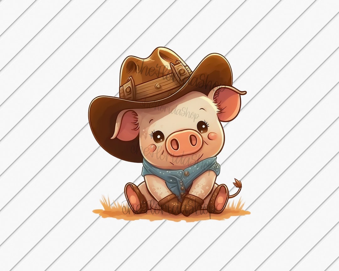 Cute Pig Png, Cowboy Pig Png, Western Png, Cowboy Hat, Western Designs ...