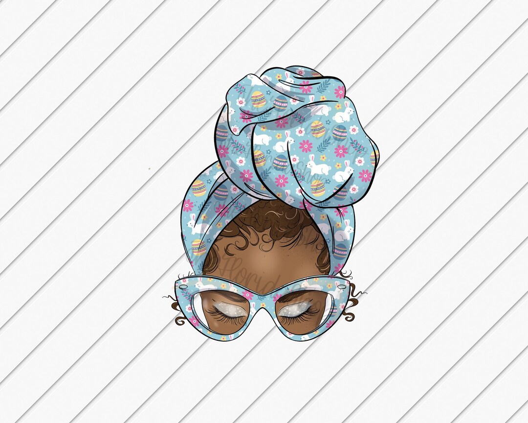 Easter Messy Bun Png, Head Scarf Bun, Easter Sublimation Designs, Afro ...