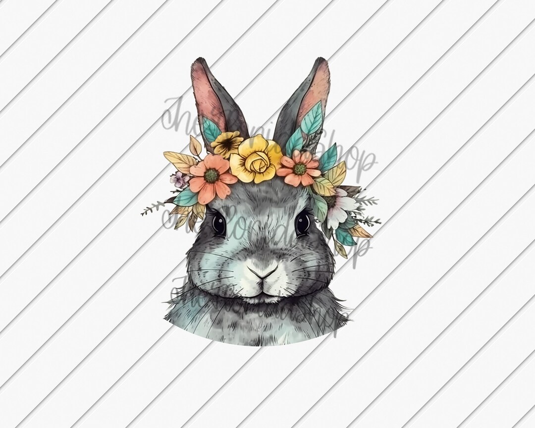 Easter Bunny Flower Crown Png, Floral Easter Design, Bunny Png, Easter ...
