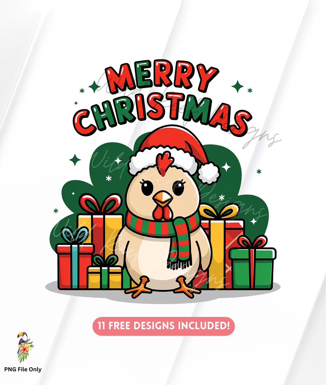 Merry Christmas Chicken Png, Holiday Png, Chicken Lover Gift, Seasonal ...