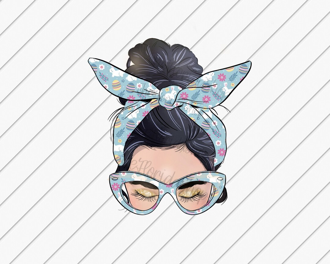 Easter Messy Bun Png, Black Hair Messy Bun, Easter Sublimation Designs ...