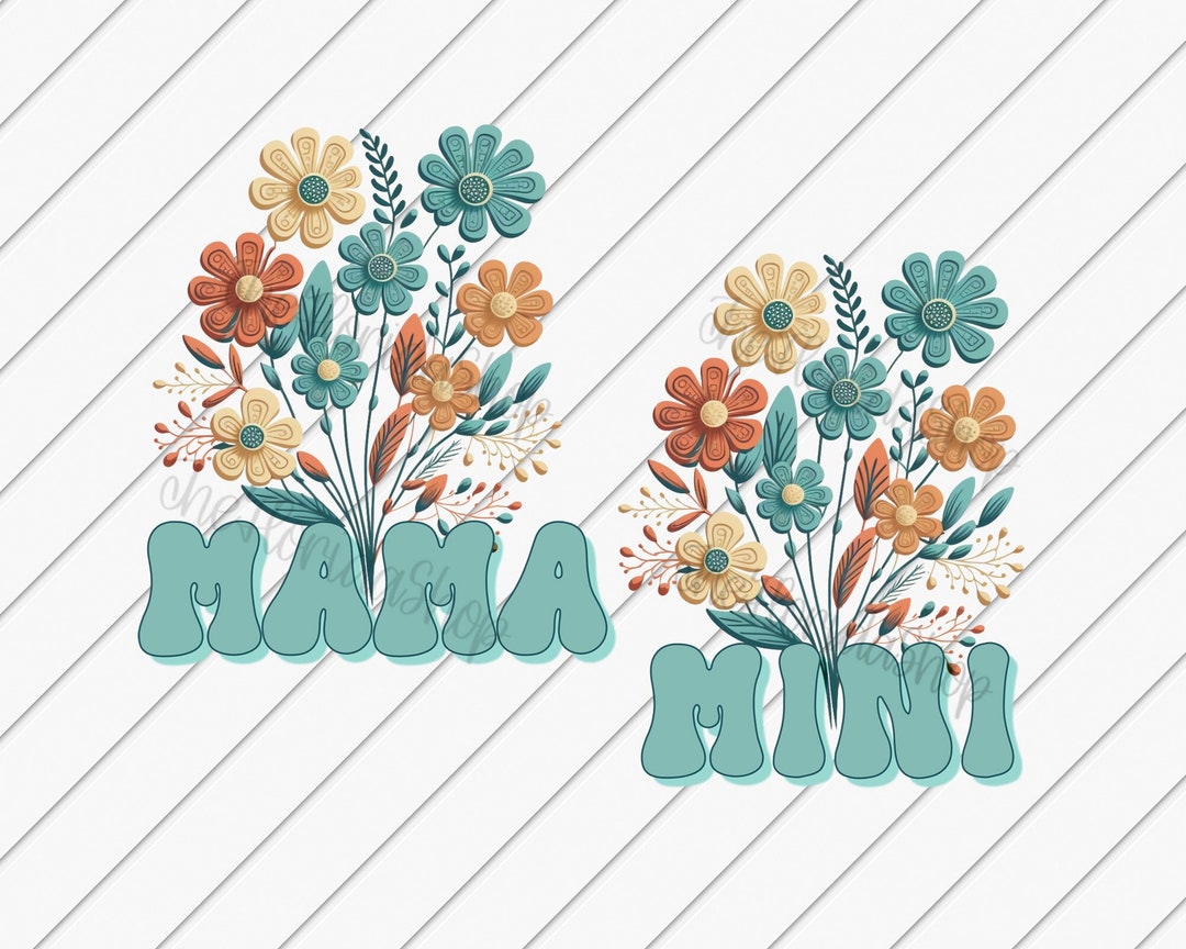 Mama and Mini, Retro Flower Png, Mommy and Me Png, Matching Shirt Png ...