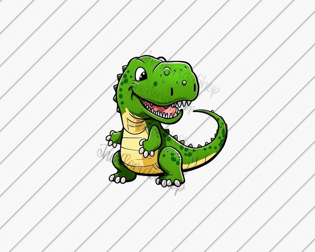 Cartoon T-rex Png, Green Dinosaur, Sublimation Design, Dinosaur Png ...